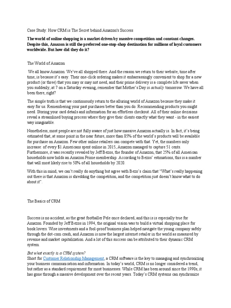 Amazon's CRM: Key to Retail Success | PDF | Customer Relationship ...