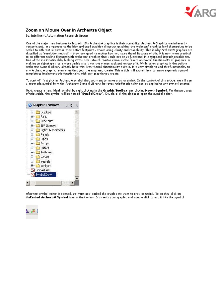 Zoom On Mouse Over in Archestra Object | PDF | Cursor (User Interface) | Boolean Data Type