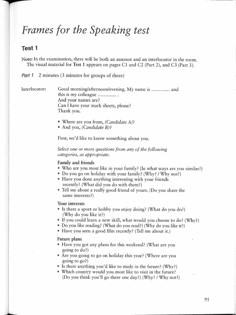 Test 1 Speaking Teacher | PDF