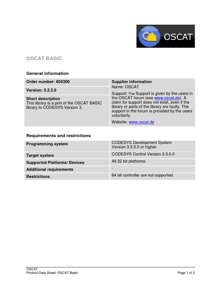 Oscat Basic en PDF | PDF