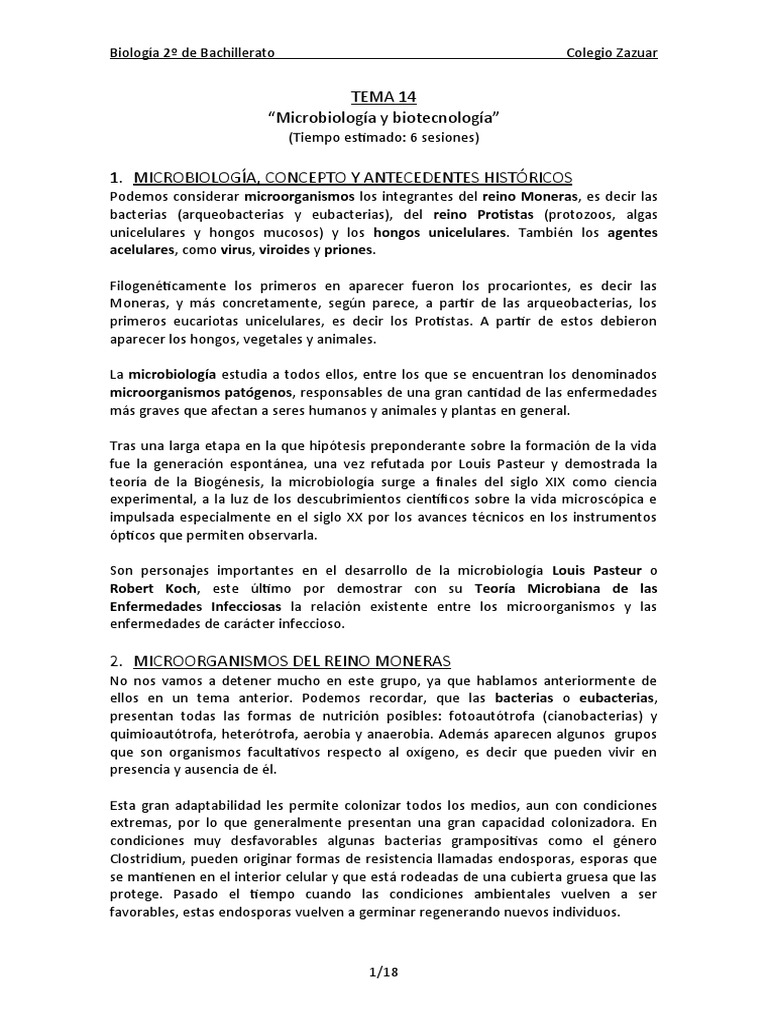 Tema 14 - ESQUEMA CLASE | PDF | Virus | Las bacterias