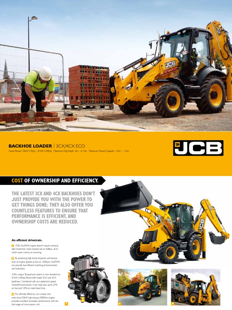 JCB 3CX, 4CX Eco Backhoe Loader PDF Specification PDF, 58% OFF