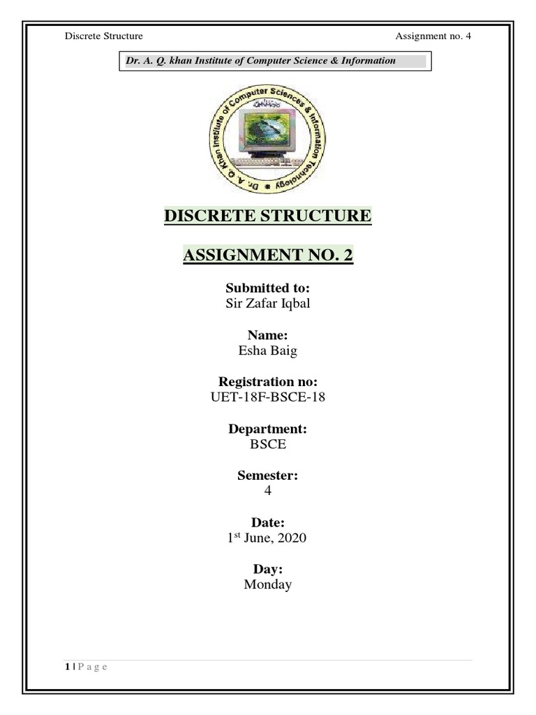 Discrete Structure Assignment No. 2: Submitted To | PDF | Recurrence Relation | Function ...