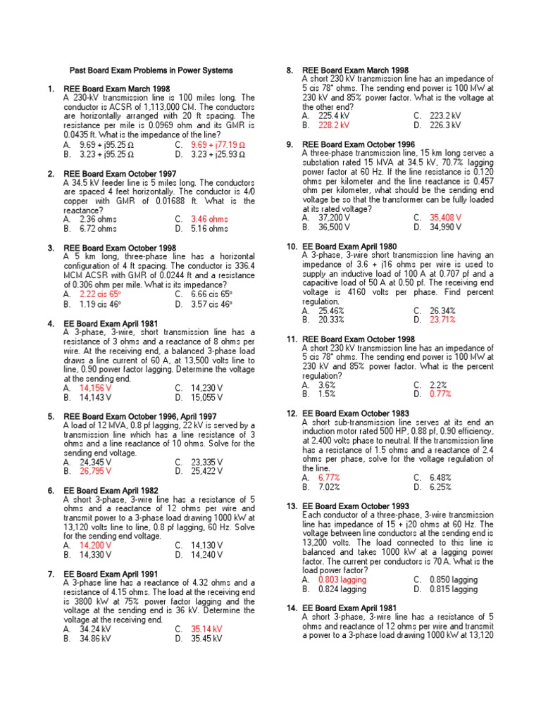 Past Board Exam Questions in Power Systems | PDF | Electric Power ...