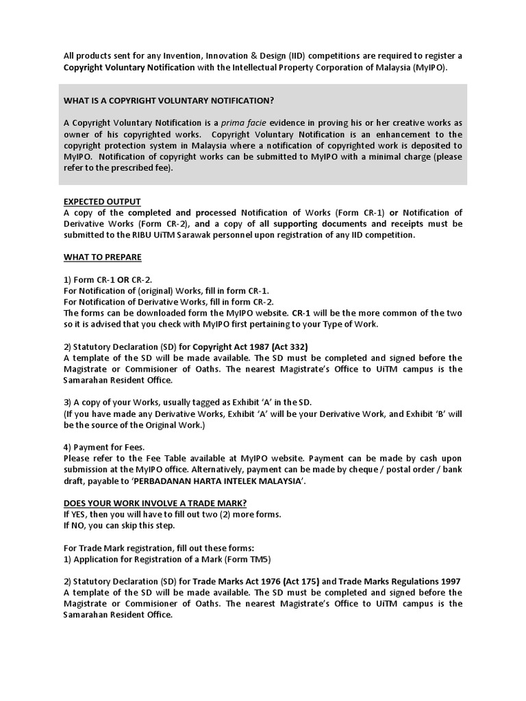 1 - MyIPO Registration Guideline v2 | PDF | Derivative Work | Copyright