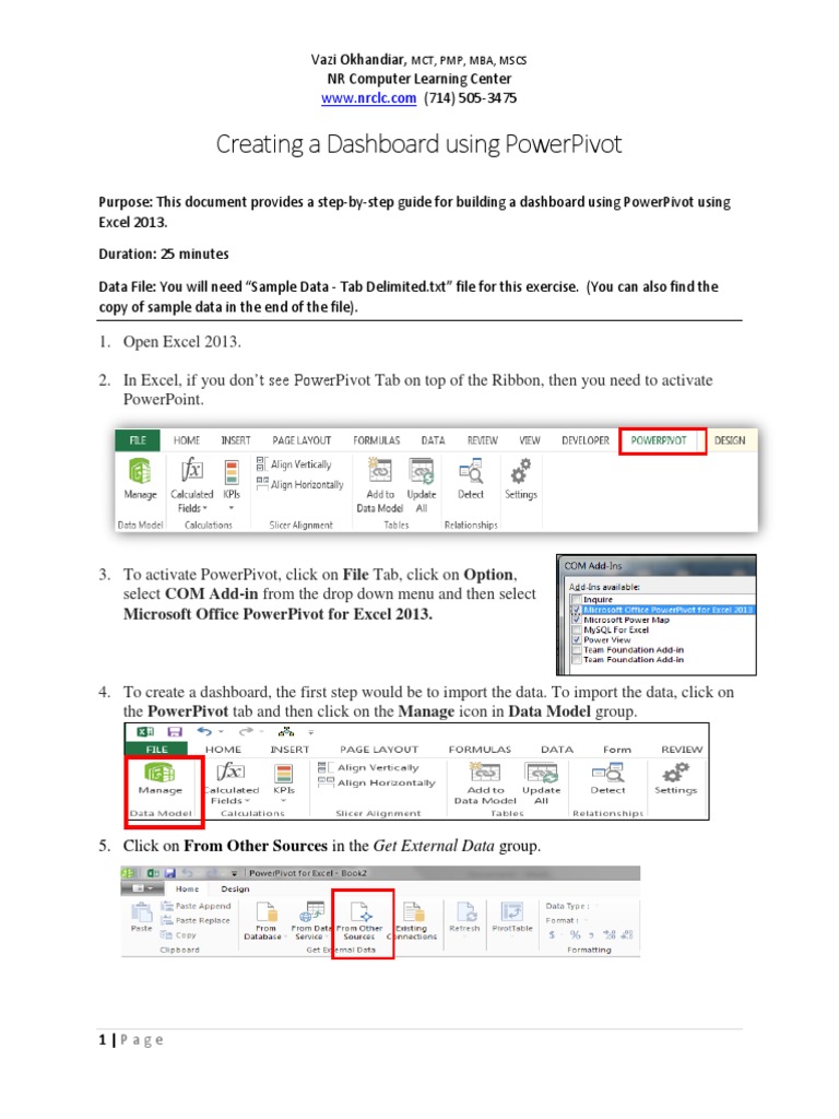 PowerPivot Dashboard Guide Excel | PDF | Microsoft Excel | Office Software