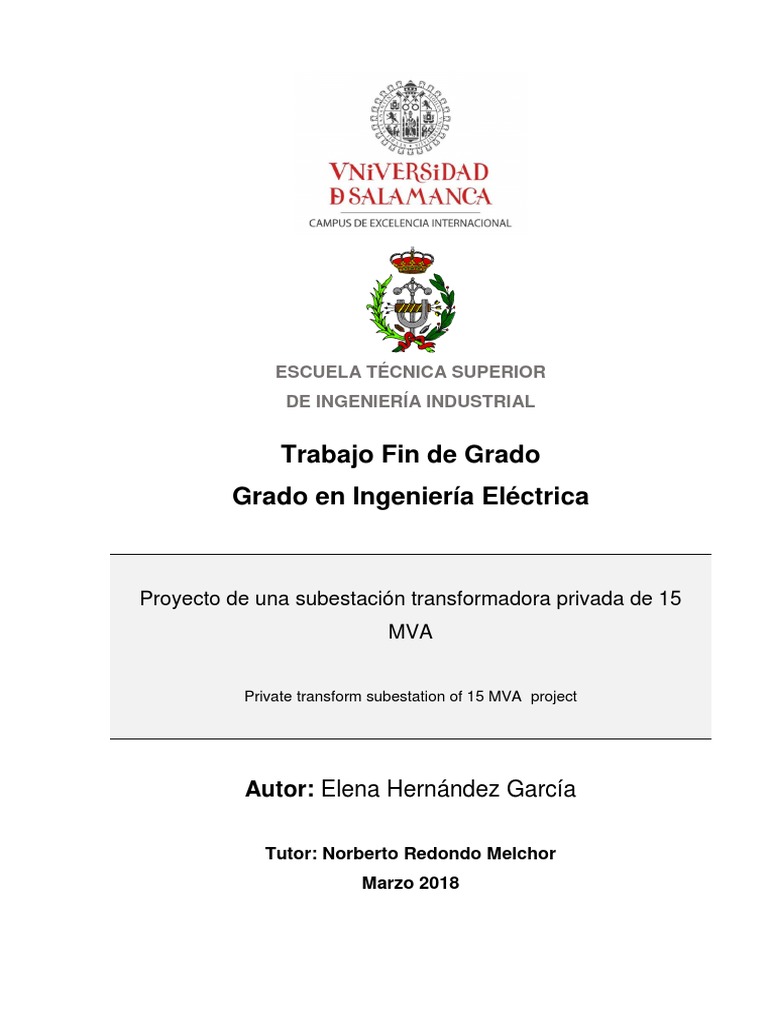 TFG - Hernandez - Garcia - Elena - Esquemas Protección | PDF | Subestacion electrica | Transformador