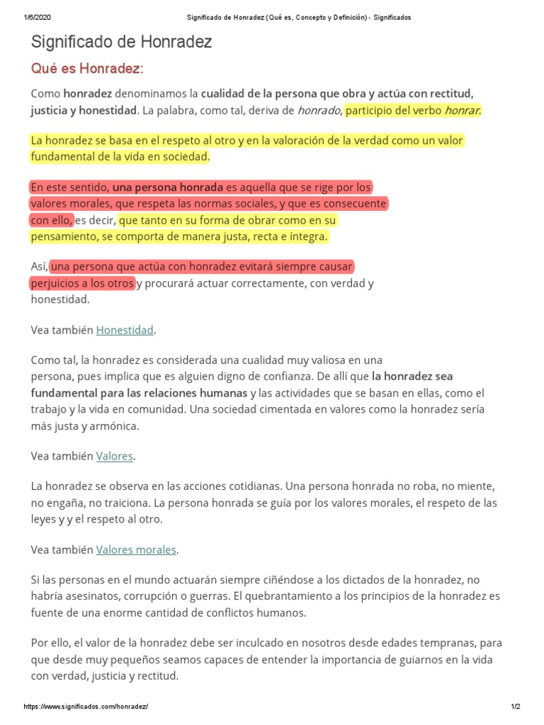 Significado de Honradez (Qué Es, Concepto y Definición) - Significados ...