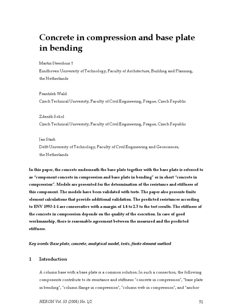 Concrete in Compression and Base Plate in Bending | PDF | Structural ...