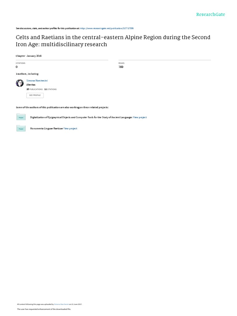 Celts and Raetians in The Central-Eastern Alpine Region During The ...