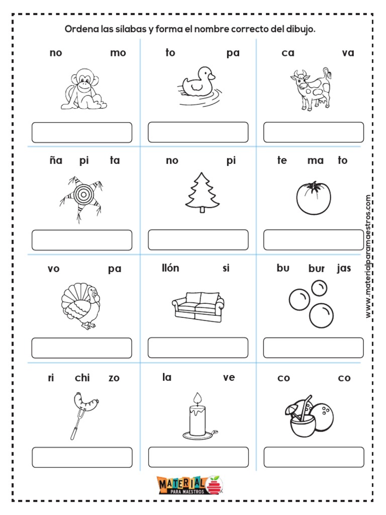 Actividad para Ordenar Silabas y Formar Palabras | PDF