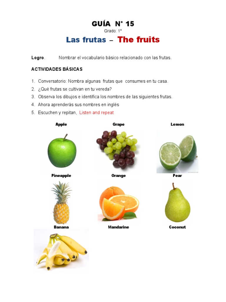 Guia 15 Las Frutas | PDF