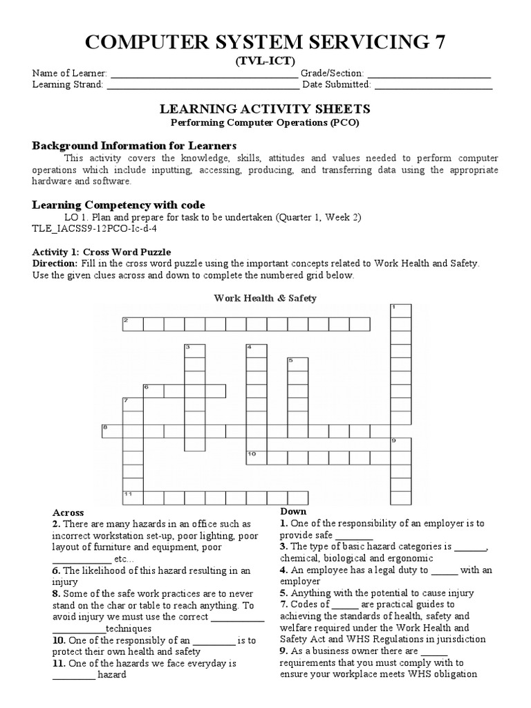Performing Computer Operations (Pco) Old | PDF | Occupational Safety ...
