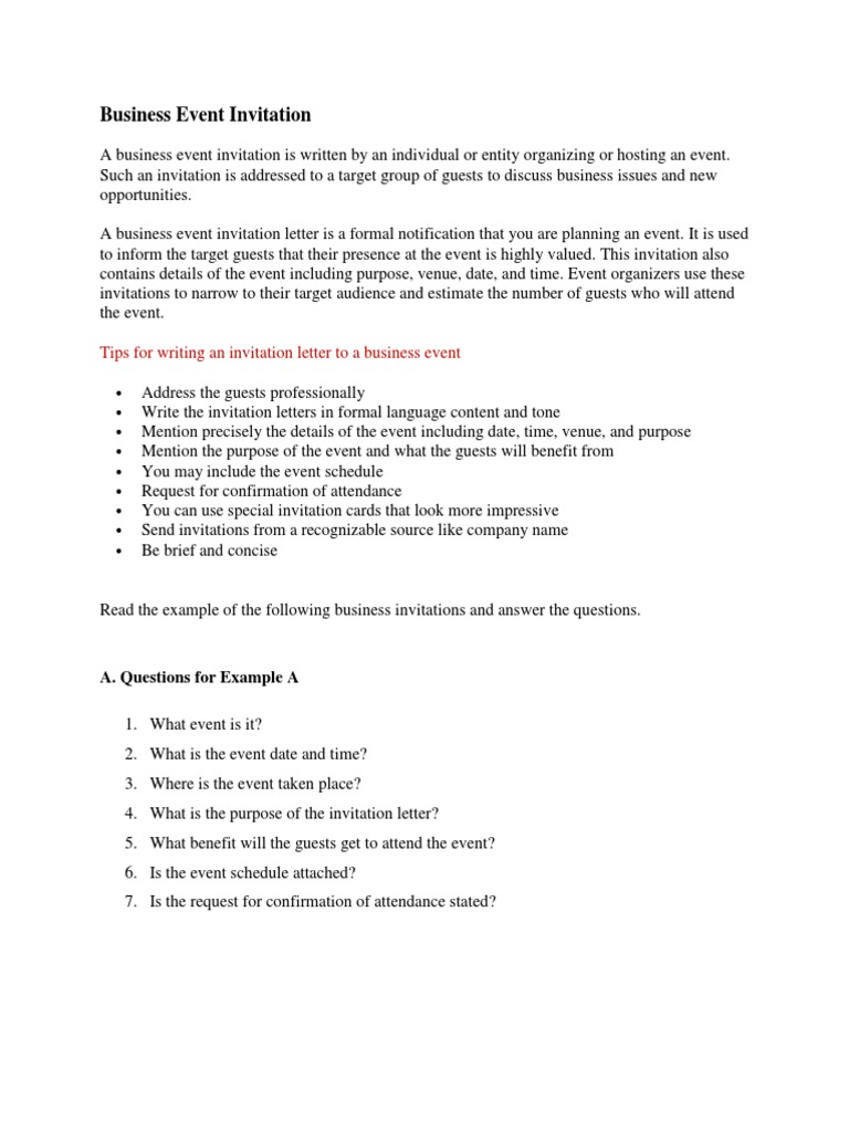 Business Letters Examples Invitation Events How To Use An Official