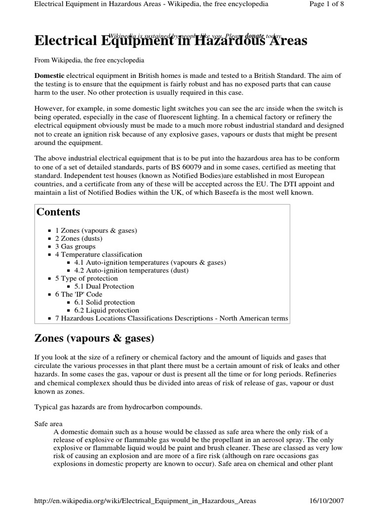 Electrical Equipment in Hazardous Areas | PDF | Chemistry | Gases