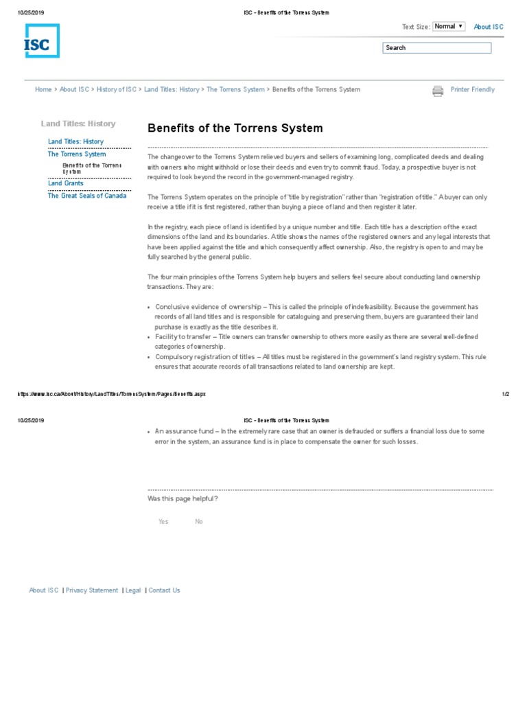 Benefits of the Torrens System | PDF | Land Law | Justice