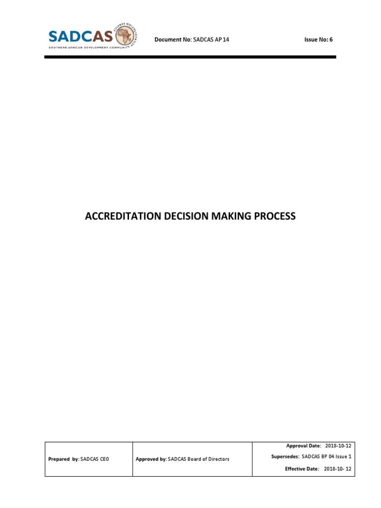 SADCAS Accreditation Decision Process | PDF | Competence (Human ...