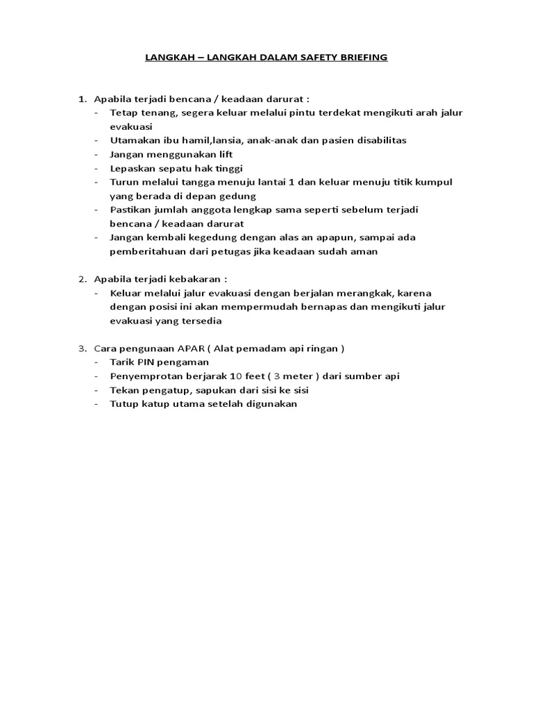 Langkah Safety Briefing | PDF
