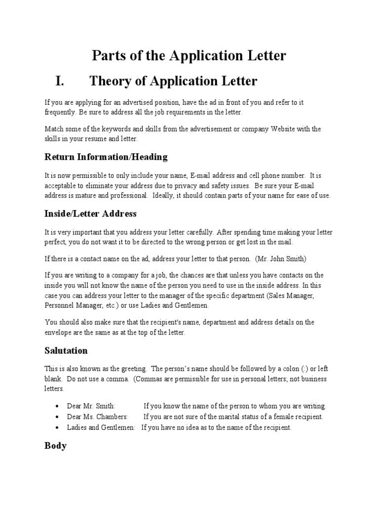Parts of Application Letter | PDF | Résumé | Employment