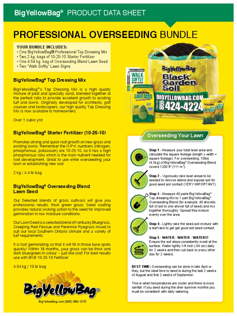 Professional Overseeding Bundle: Bigyellowbag Product Data Sheet | PDF ...