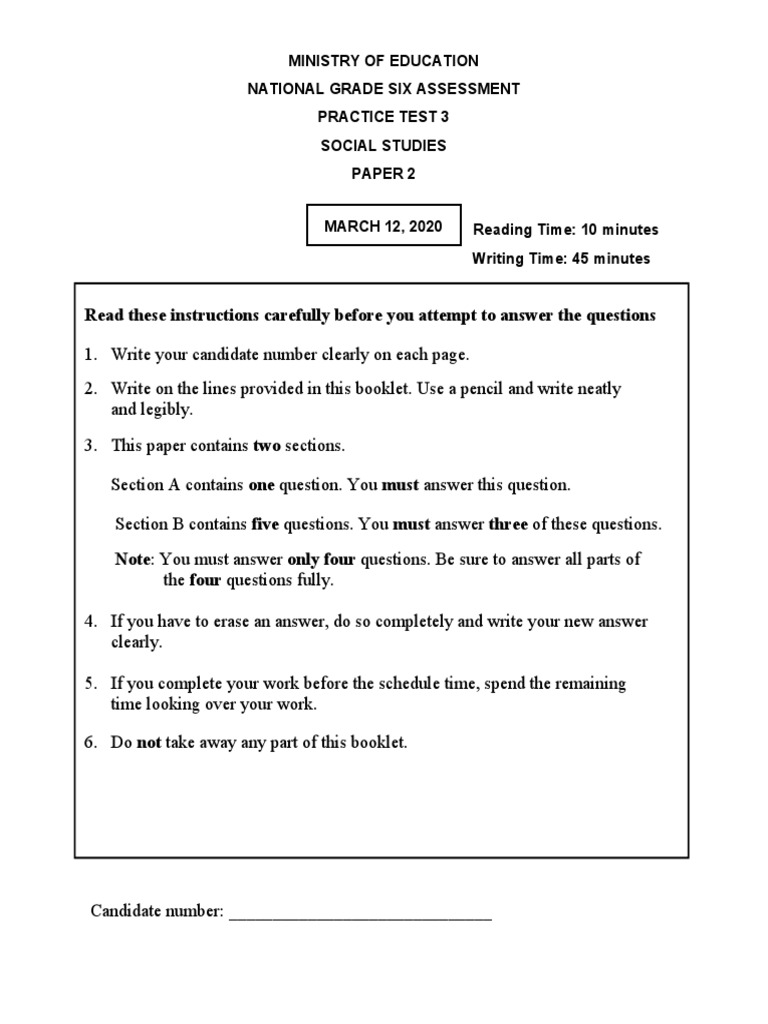 National Grade Six Assessment Social Studies P2 | PDF | Rain | Water