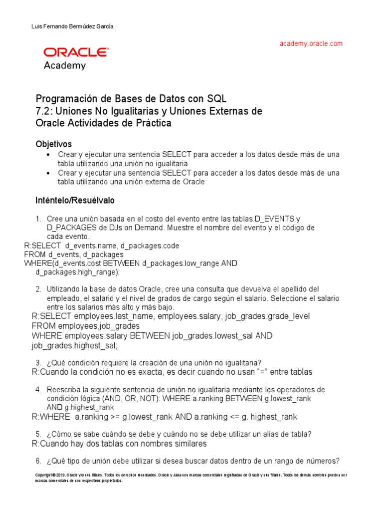 DP 7 2 Practice Esp | PDF | SQL | Bases de datos