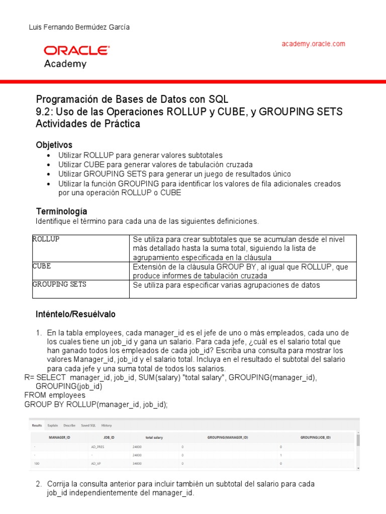 DP 9 2 Practice Esp | PDF | SQL | Programación de computadoras