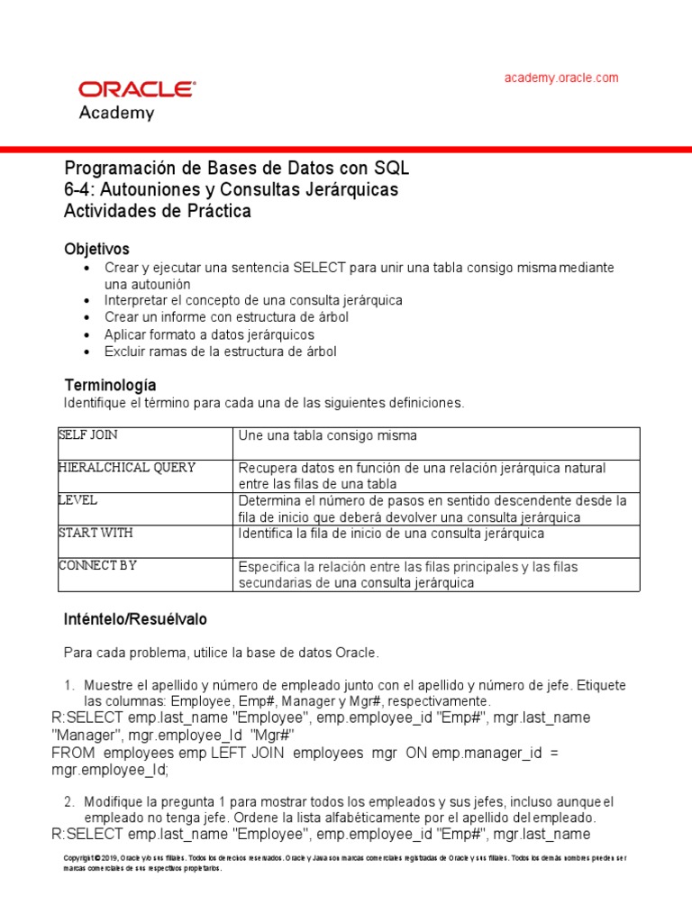 DP 6 4 Practice Esp | PDF | SQL | Bases de datos