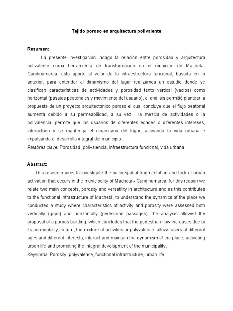 Arquitectura Porosa en Machetá | PDF | Vida | Perspectiva (Gráfica)