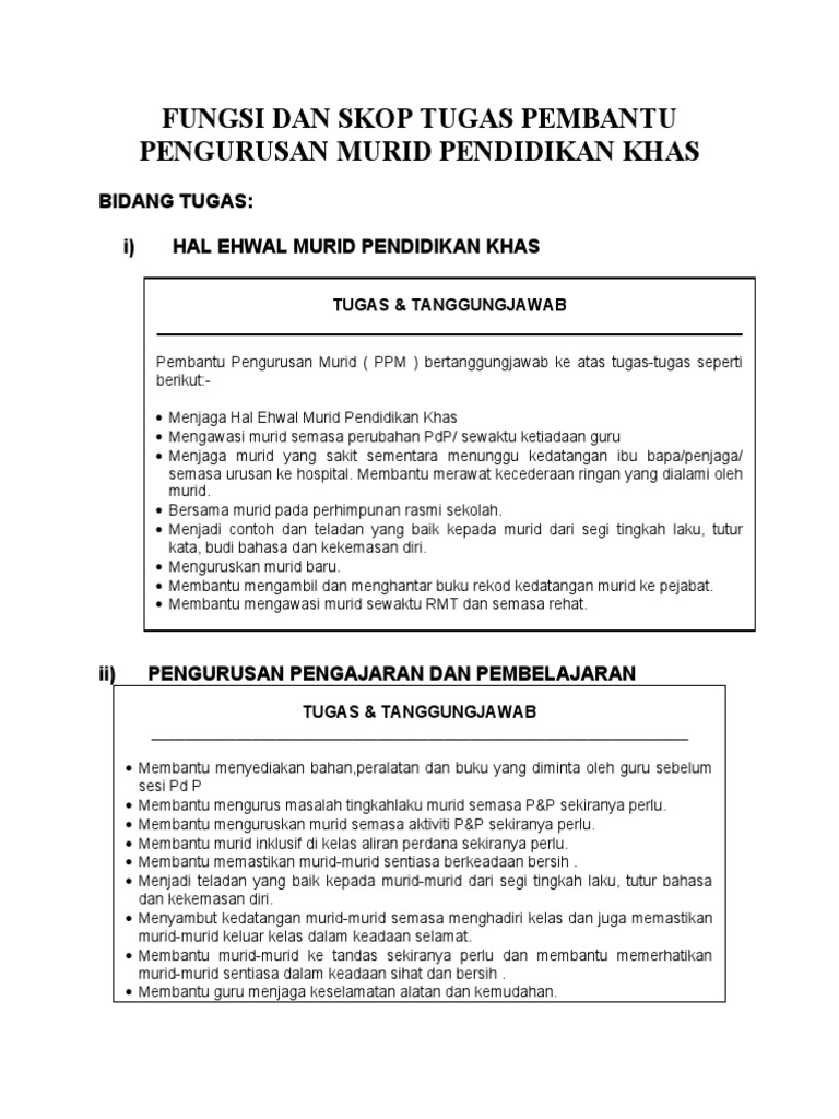 Bidang Tugas PPM | PDF