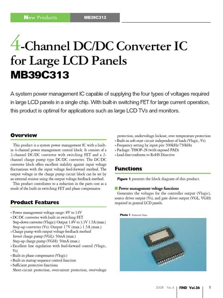 Channel DC/DC Converter IC For Large LCD Panels: Ew Products | PDF ...