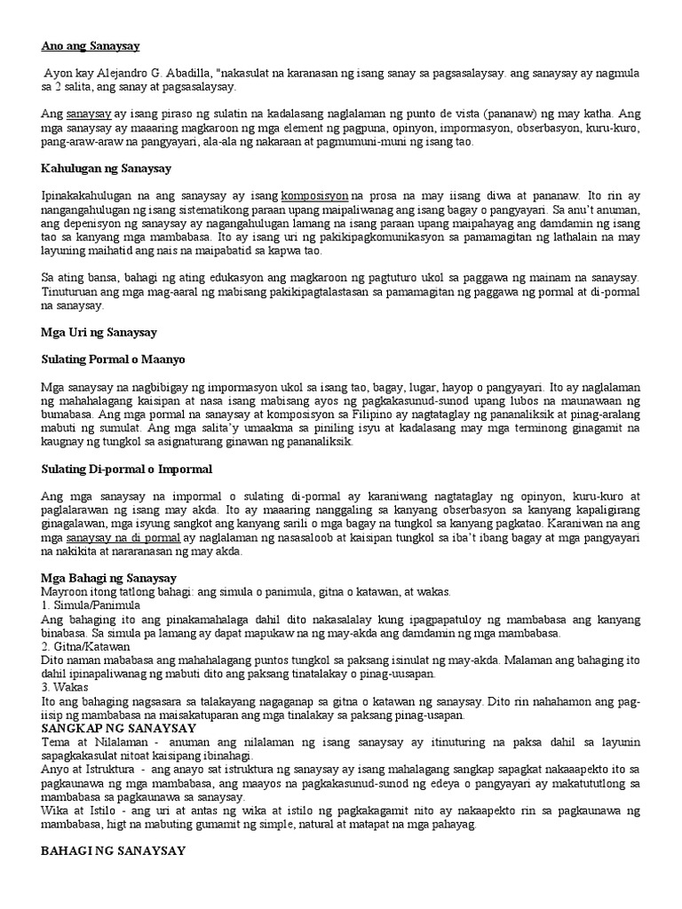 Sanaysay | PDF