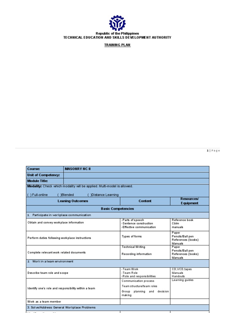 Republic of The Philippines Technical Education and Skills Development ...
