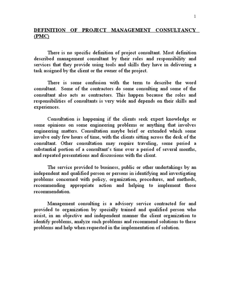 Understanding Project Management Consultancy | PDF | Consultant ...
