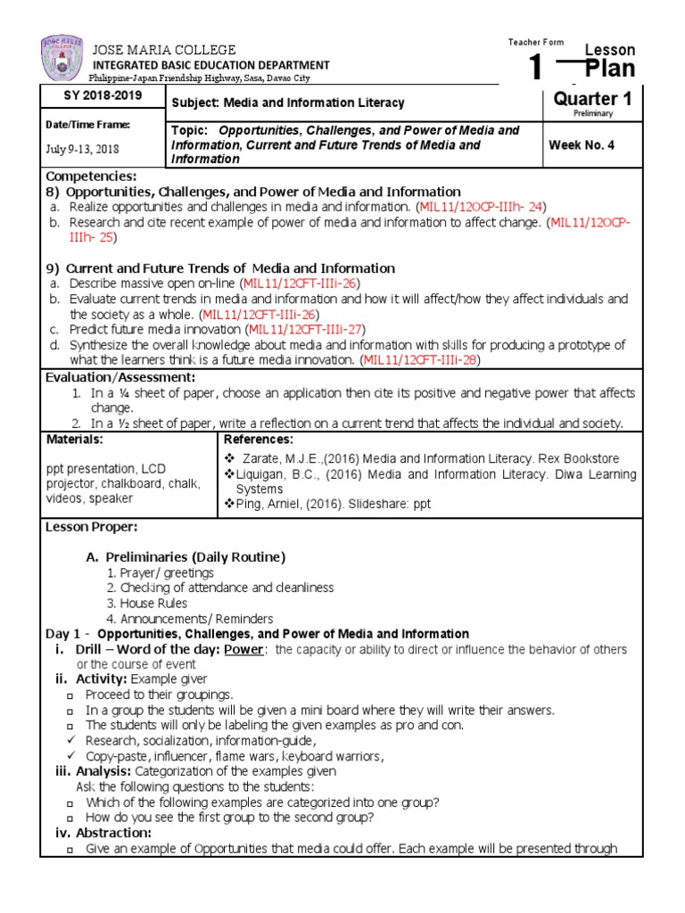 Media and Information Literacy - Part 4 | PDF | Information Literacy ...