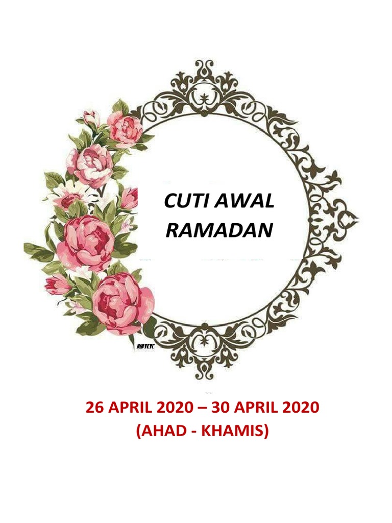 Cuti Awal Ramadan 2020 | PDF