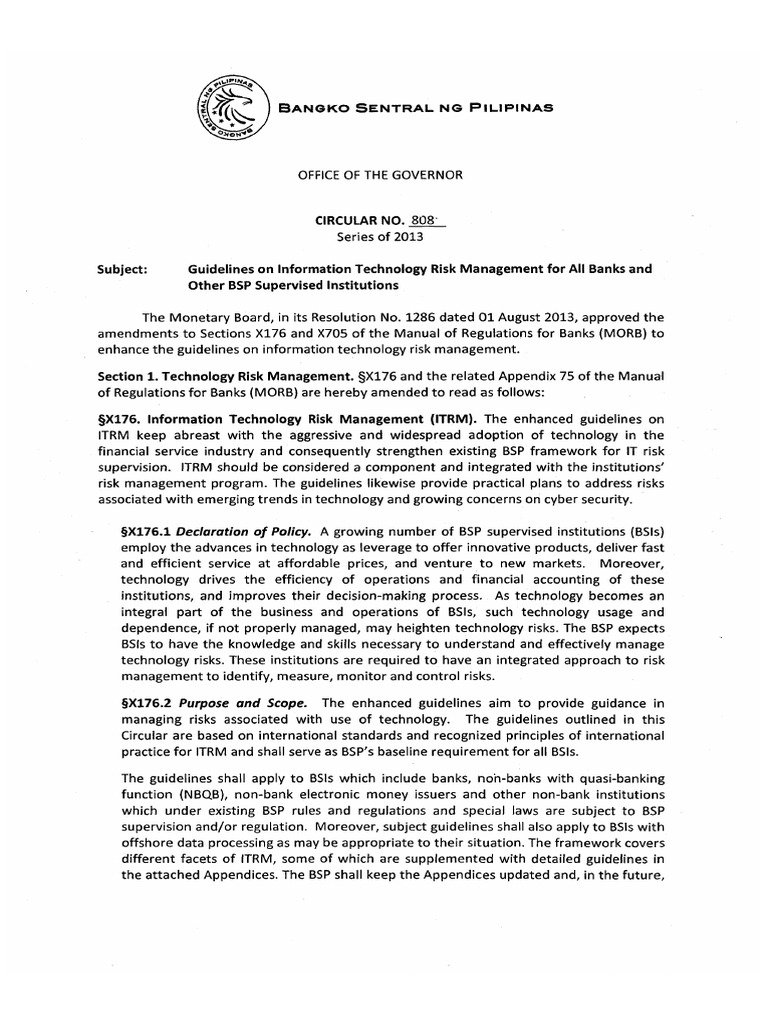 BSP Circular 808 S. 2013 (Searchable) | PDF | Information Security | Emv