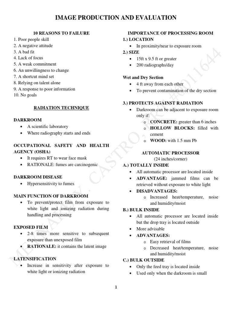 Image Production and Evaluation - My Notes During Review | PDF ...