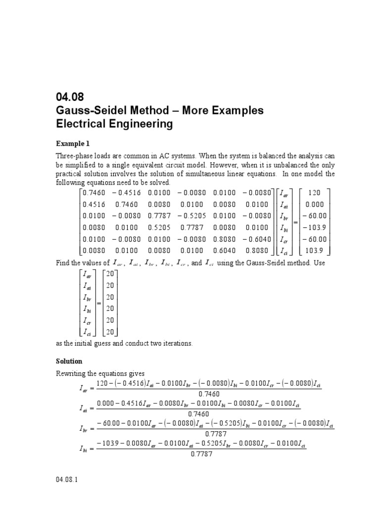 Gauss-Seidel Method Examples | PDF | Numerical Analysis | Algorithms