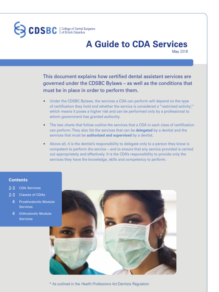 Guide To CDA Services To View | PDF | Orthodontics | Dentistry