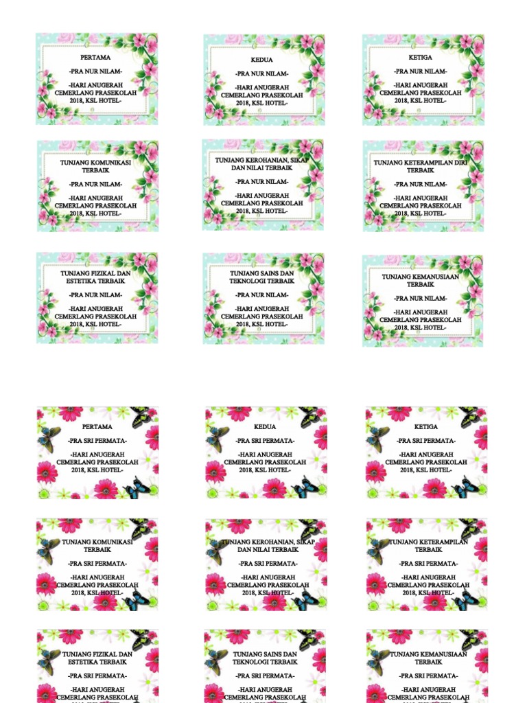 Label Hadiah Terbaik | PDF
