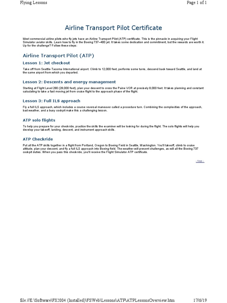 Airline Transport Pilot (ATP) | PDF