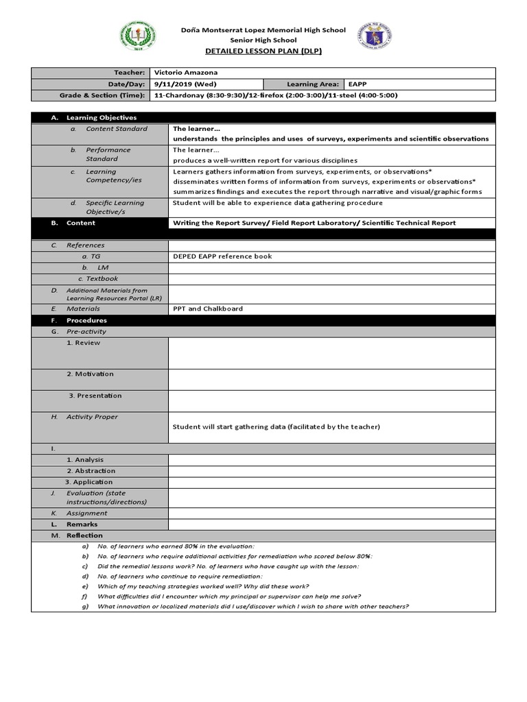 A. Learning Objectives | PDF | Lesson Plan | Learning