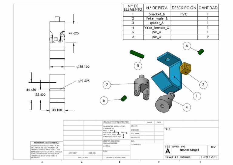 1 Bracket - & PVC 1 2 Yoke - Male - & 1 3 Spider - & 1 4 Yoke - Female ...