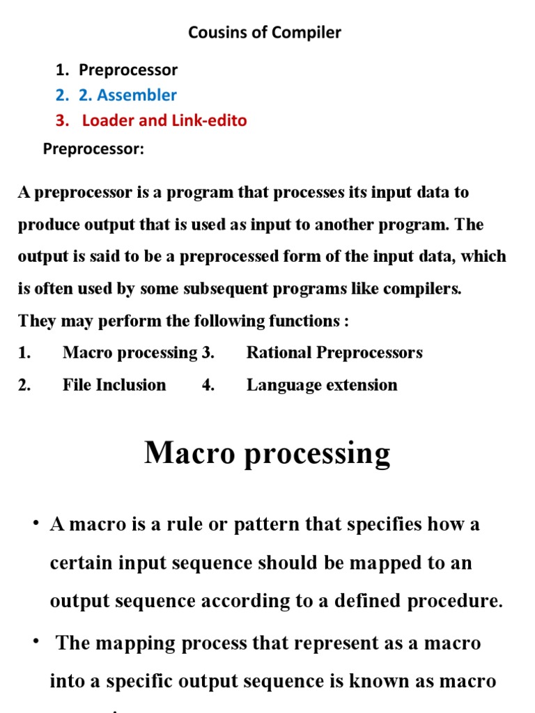 Assembler Cousins Of Compiler Pdf Assembly Language Macro Computer Science 