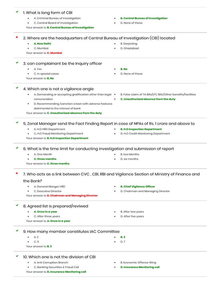 Vigilance Awareness Quiz 2025 Questions | PDF | Banks | Government ...