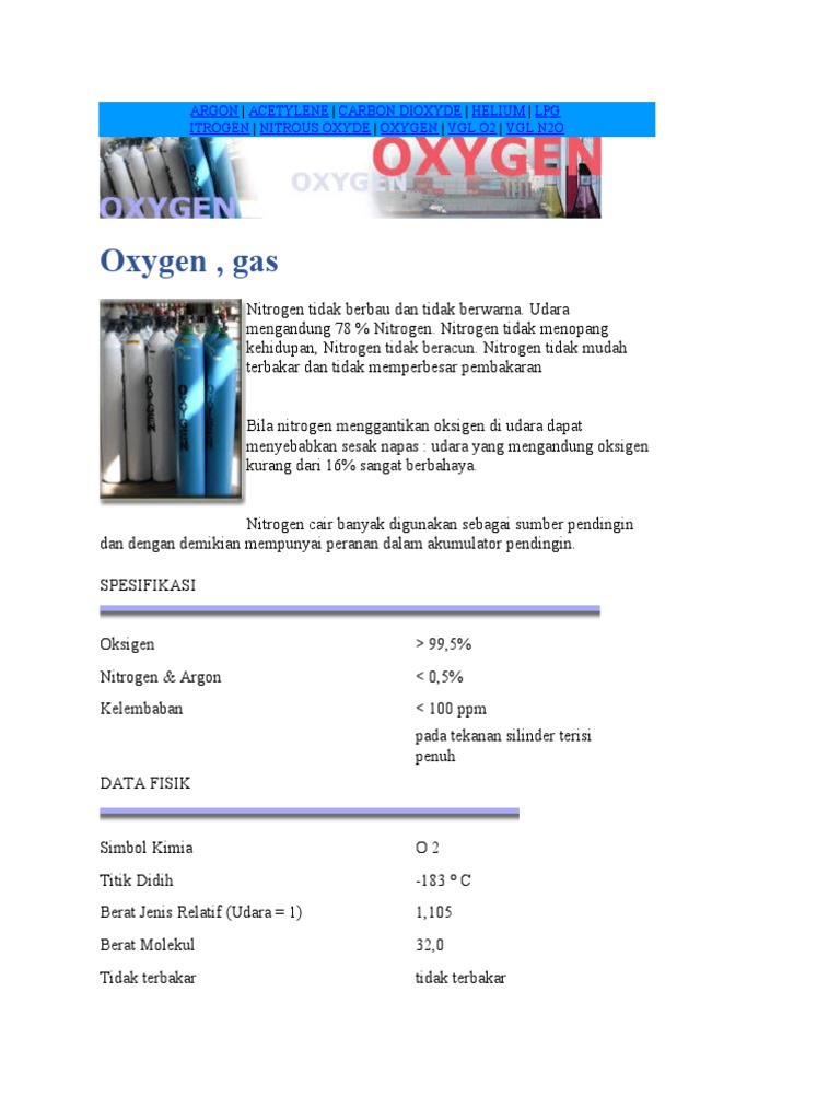 MSDS Oksigen dan Penanganannya | PDF