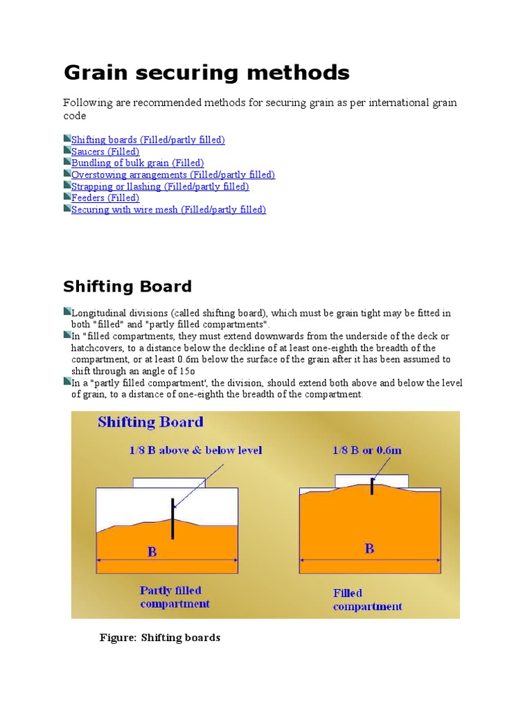 Grain Securing Methods | PDF | Wire | Deck (Ship)