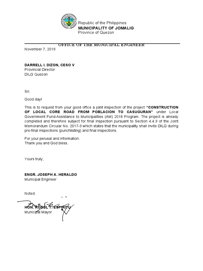 Am2018 - Joint Inspection Letter | PDF