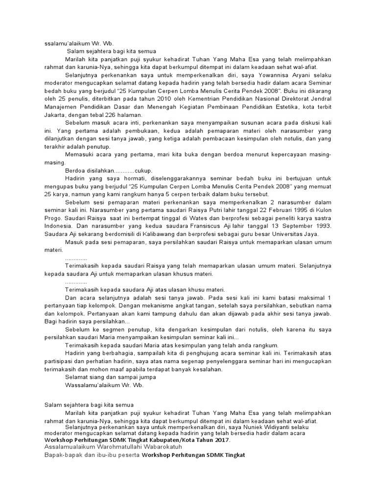 Contoh Teks Moderator | PDF | Karier & Perkembangan